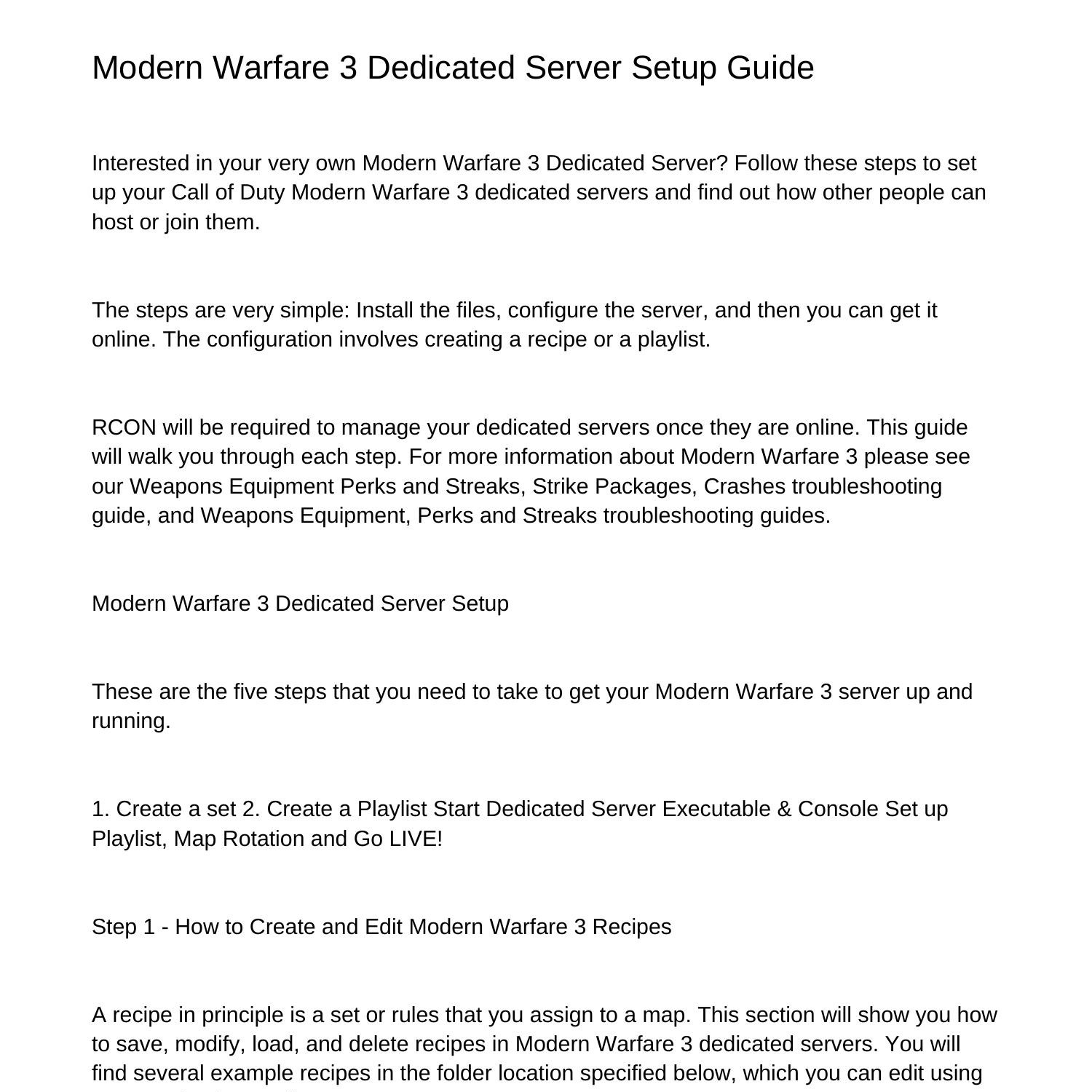 Modern Warfare 3 Dedicated Server Setup Guidewkqrq.pdf.pdf | DocDroid