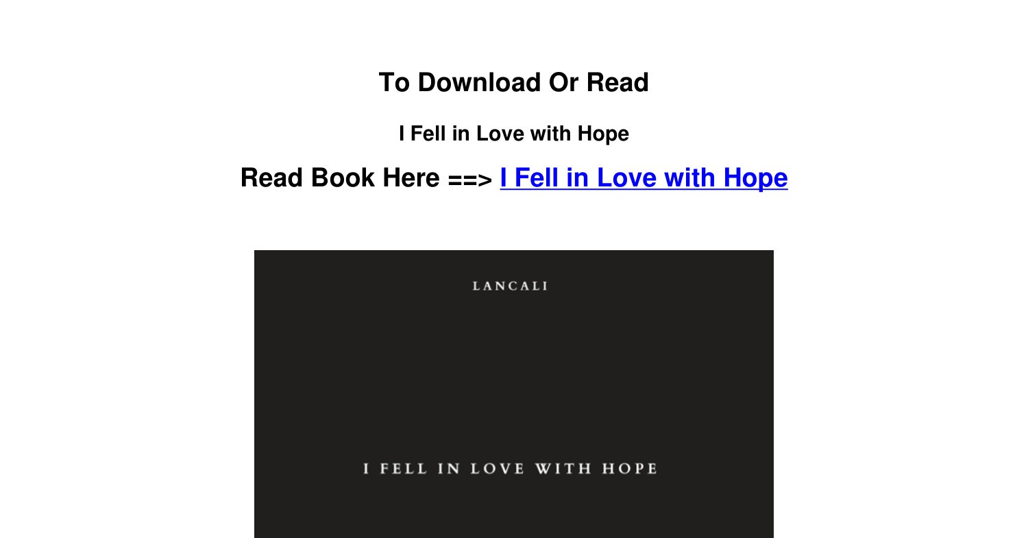 EPUB download I Fell in Love with Hope By Lancali .pdf | DocDroid