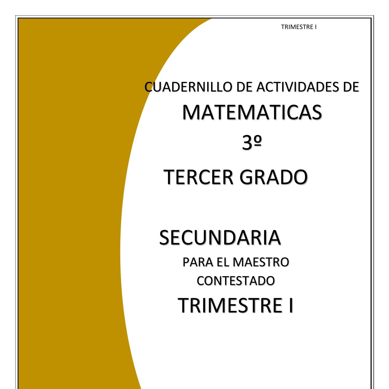 Cuadernillo De Actividades De Matemáticas Tercer Grado De Secundaria - Trimestre I - Maestro ...
