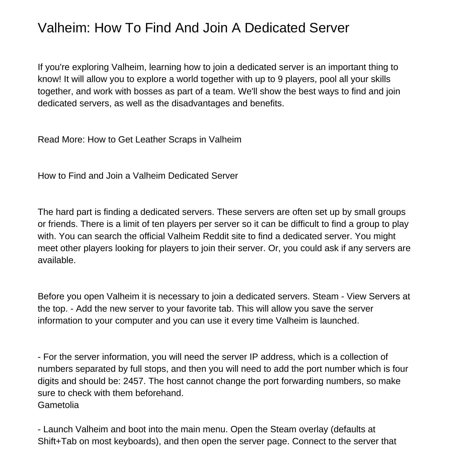Valheim How To Find And Join A Dedicated Serveropwfh.pdf.pdf | DocDroid