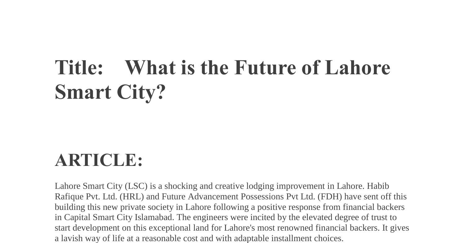What is the Future of Lahore Smart City.pdf | DocDroid