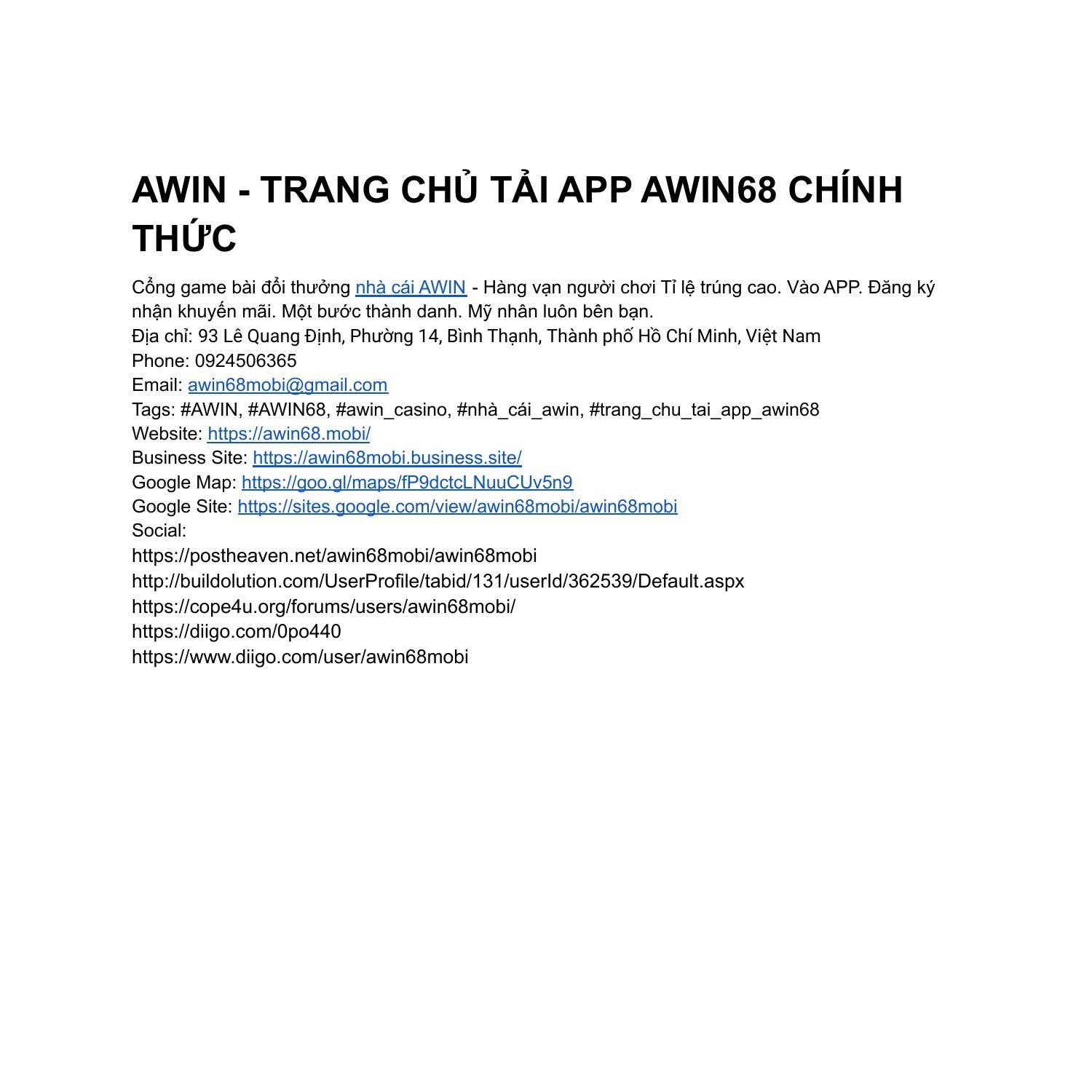 AWIN - TRANG CHỦ TẢI APP AWIN68 CHÍNH THỨC.pdf | DocDroid