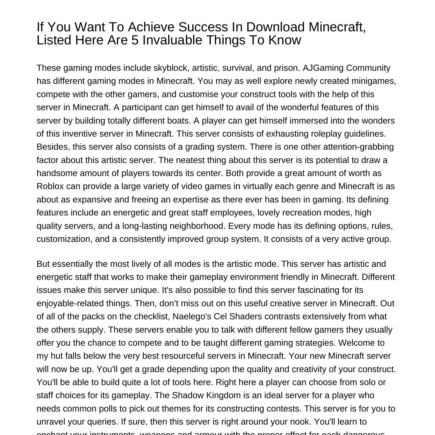 If You Need To Achieve Success In Download Minecraft Here Are 5 ...
