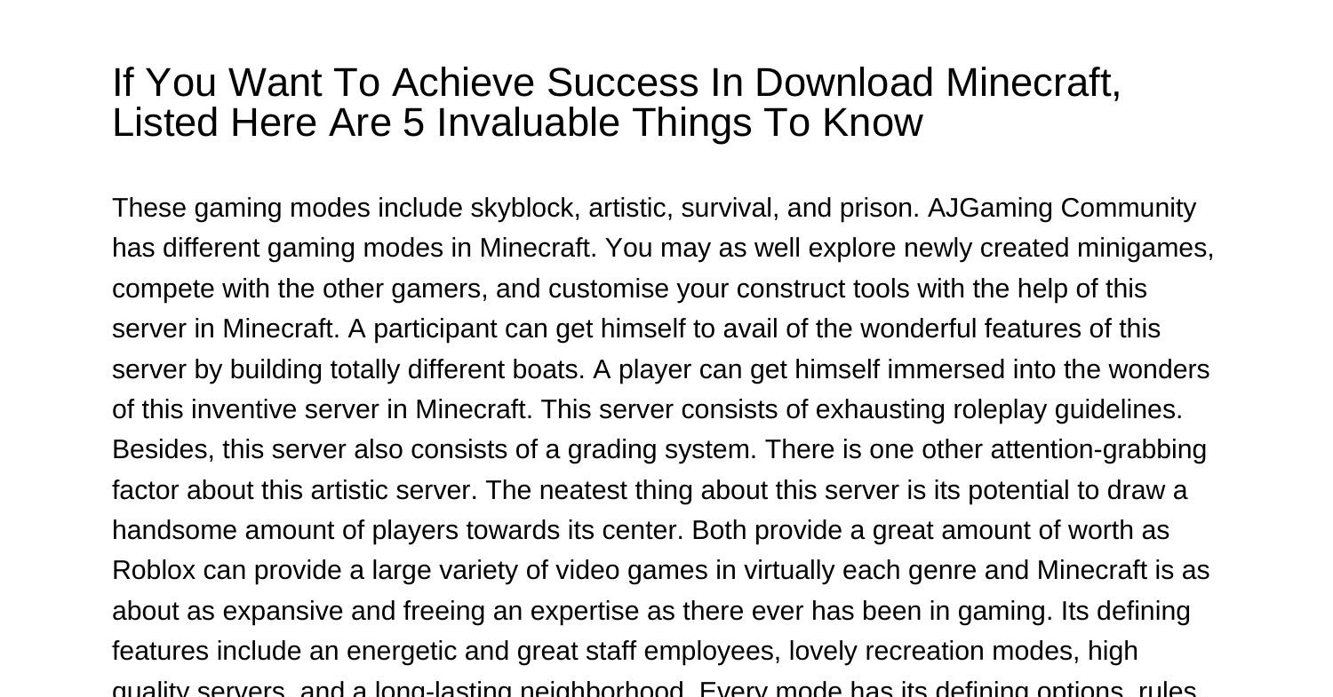 If You Need To Achieve Success In Download Minecraft Here Are 5 ...