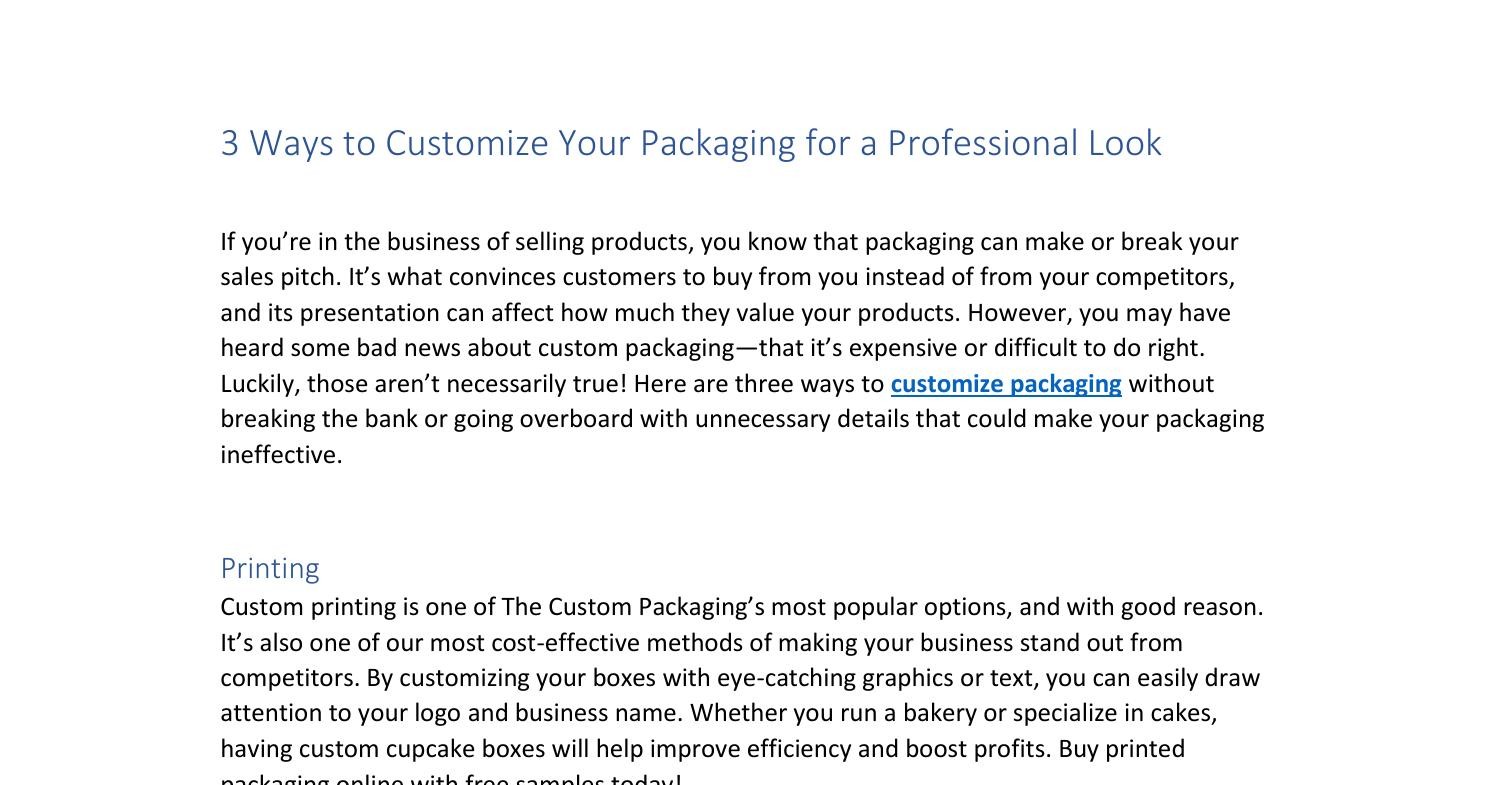 3 Ways to Customize Your Packaging for a Professional Look.docx | DocDroid