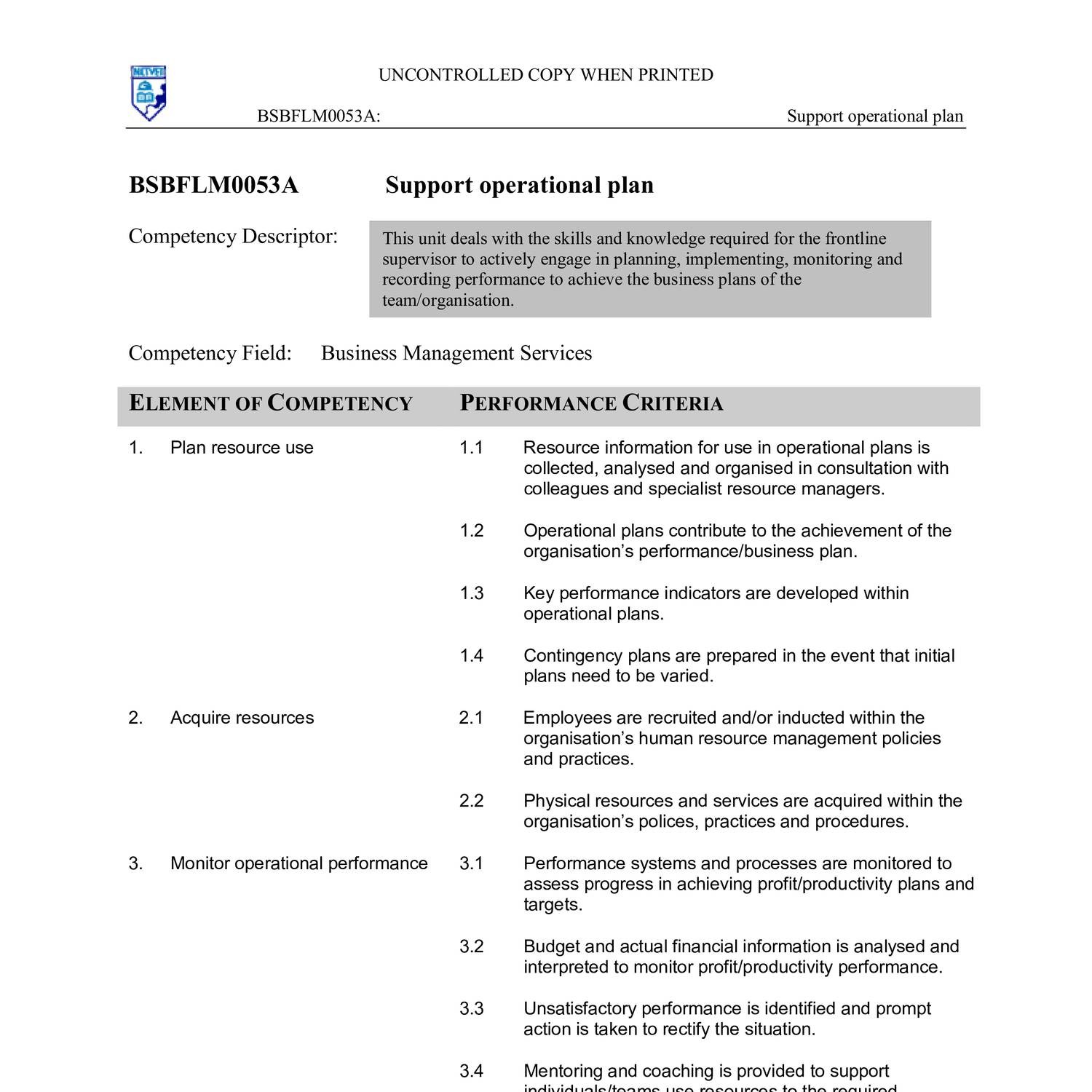 Support operational plan- unit standard.pdf | DocDroid