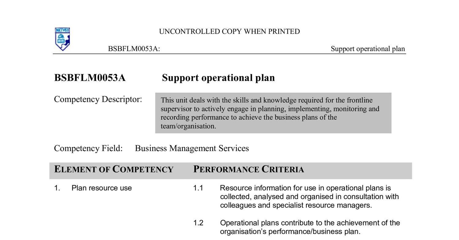 Support operational plan- unit standard.pdf | DocDroid
