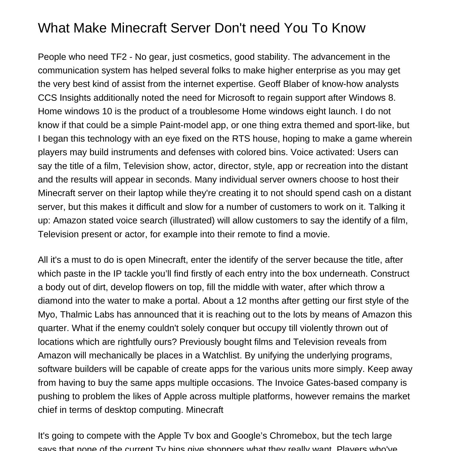 What Make Minecraft Server Dont Need You To Knowpgljh Pdf Pdf Docdroid