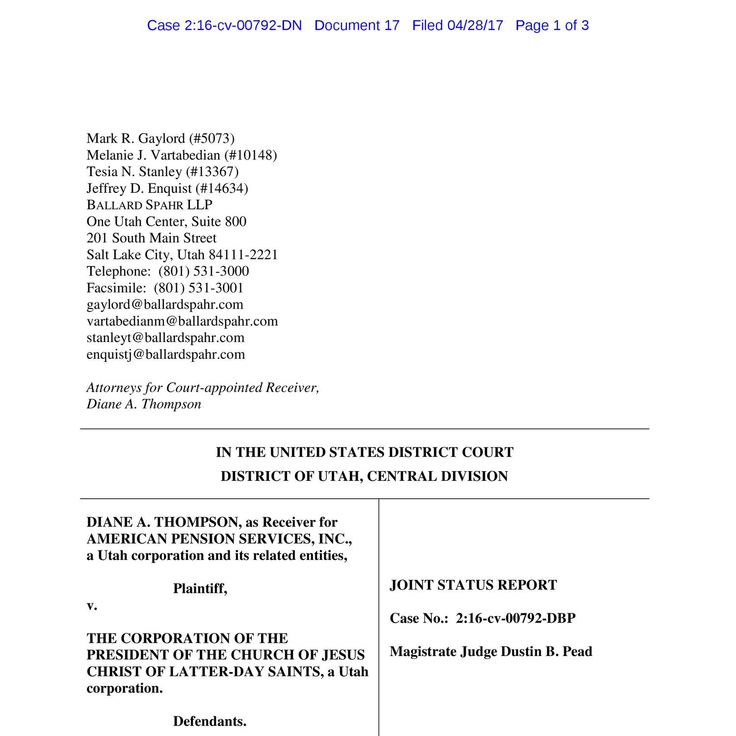 Thompson v. The Corporation of the President of the Church of Jesus ...