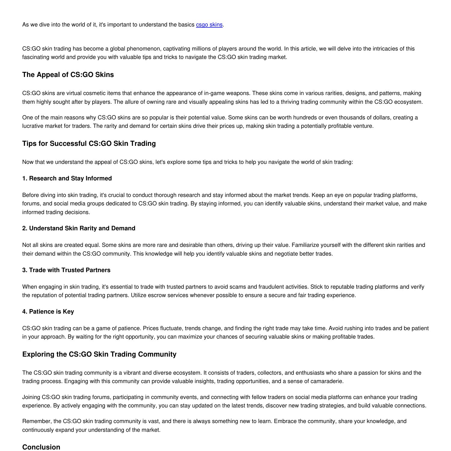 Unveiling the World of CS:GO Skin Trading: Tips and Tricks.pdf | DocDroid