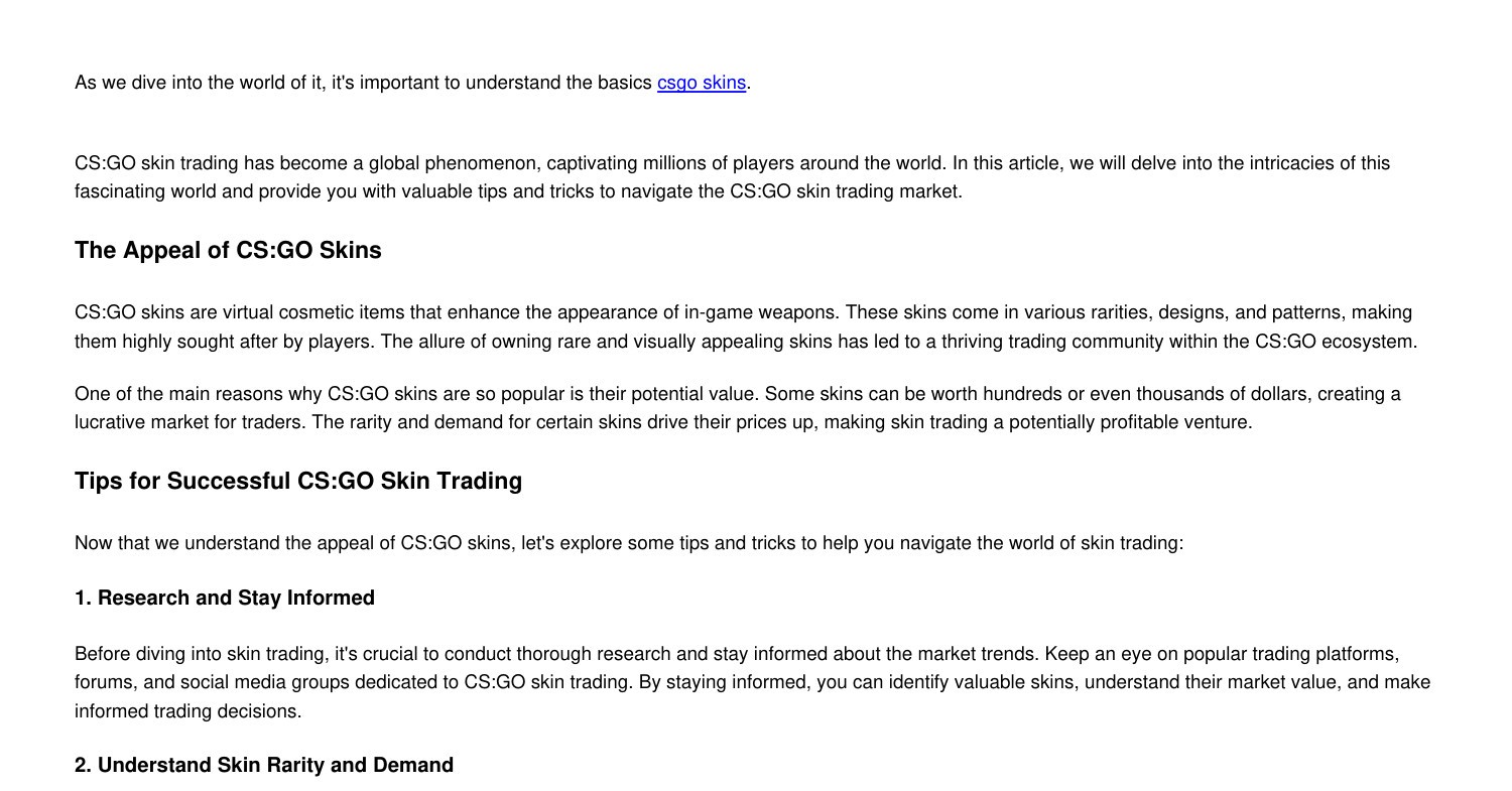 Unveiling the World of CS:GO Skin Trading: Tips and Tricks.pdf | DocDroid