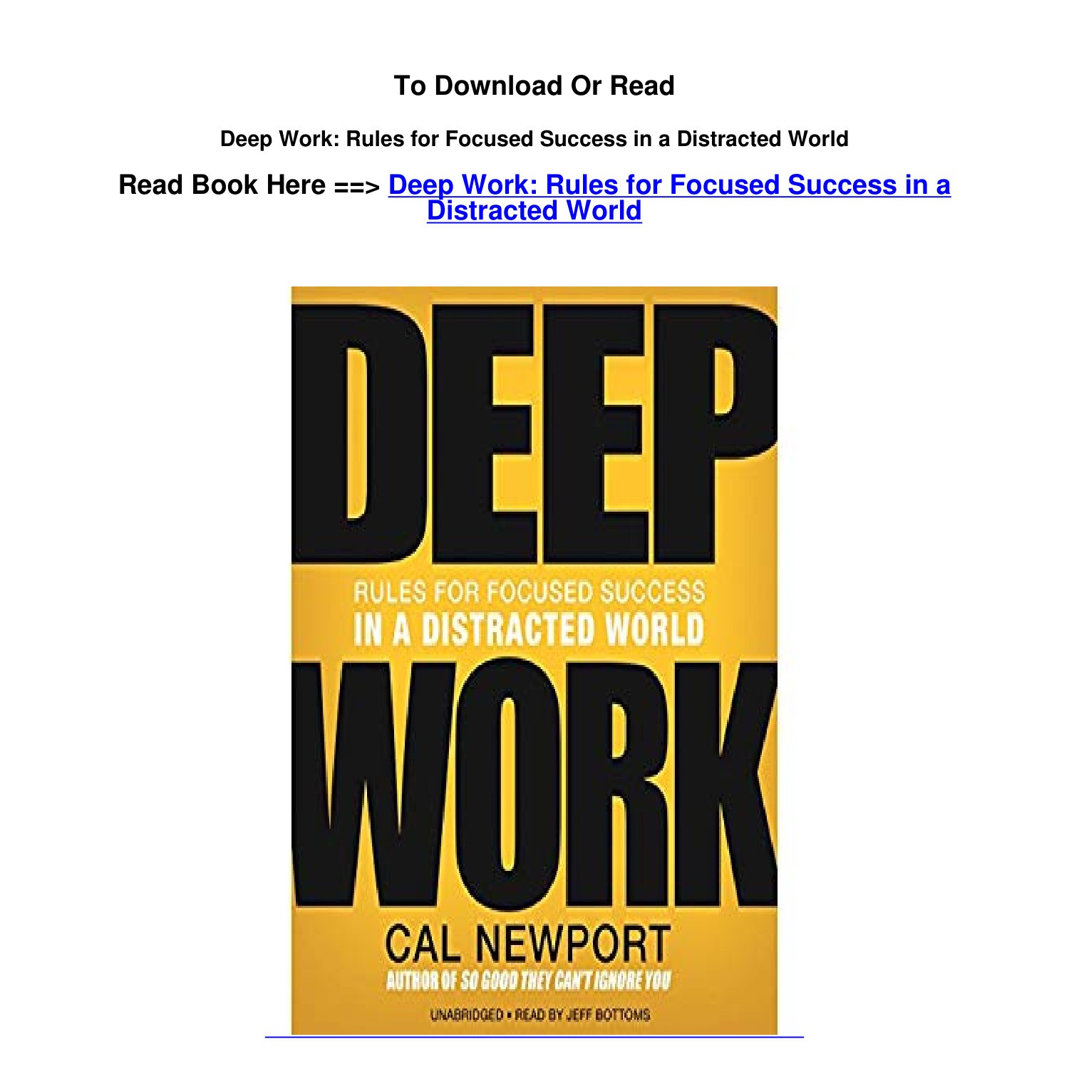 EPub DOWNLOAD Deep Work Rules for Focused Success in a Distracted World ...