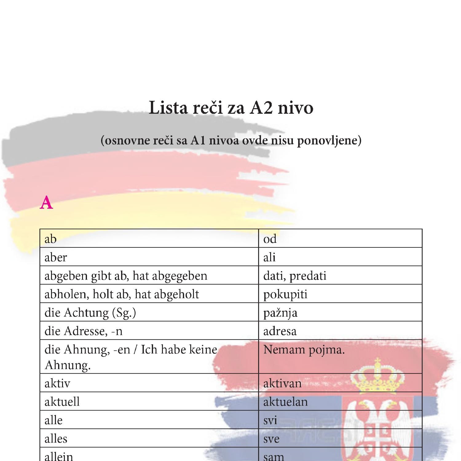 Lista reči s prevodom A2.pdf | DocDroid