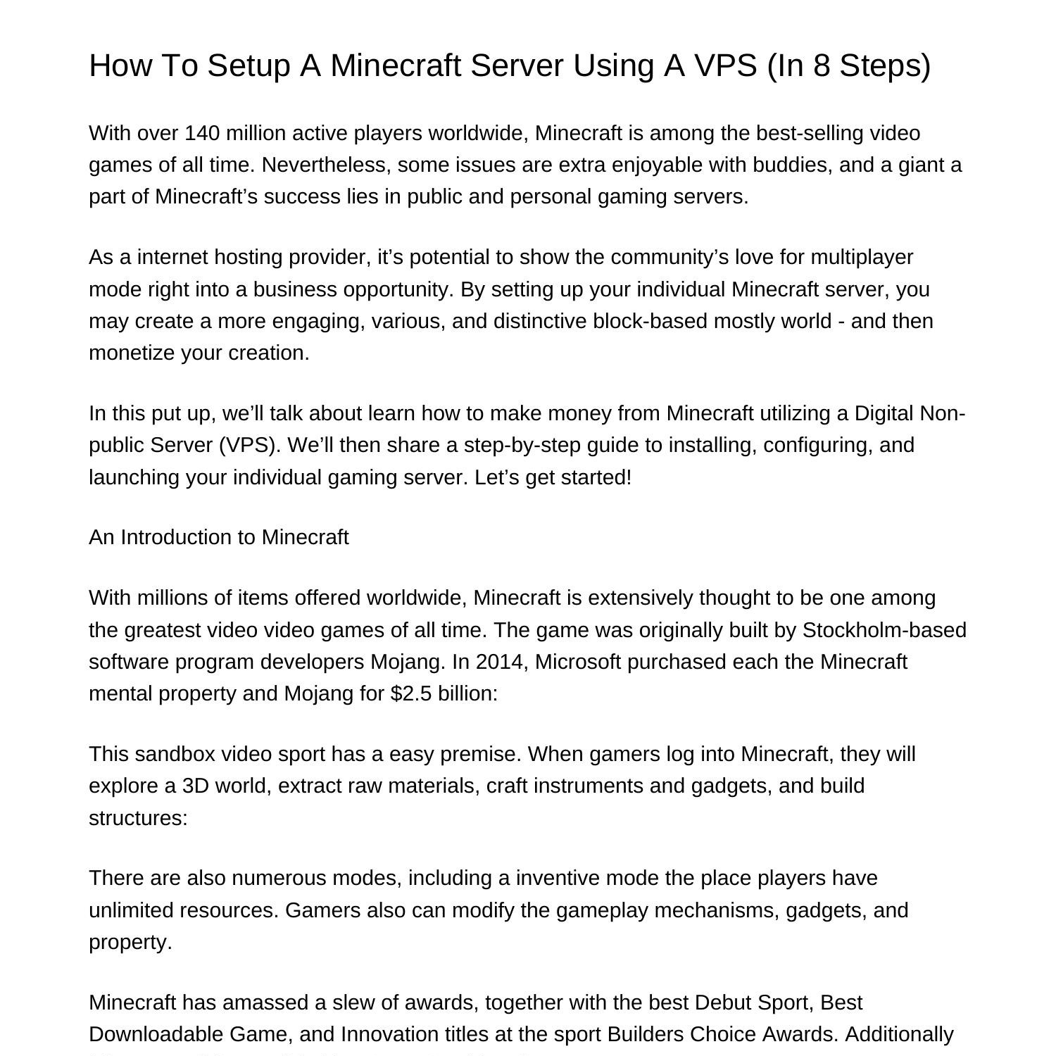 How To Set Up A Minecraft Server Using A VPS In 8 Stepsbpzll.pdf.pdf ...