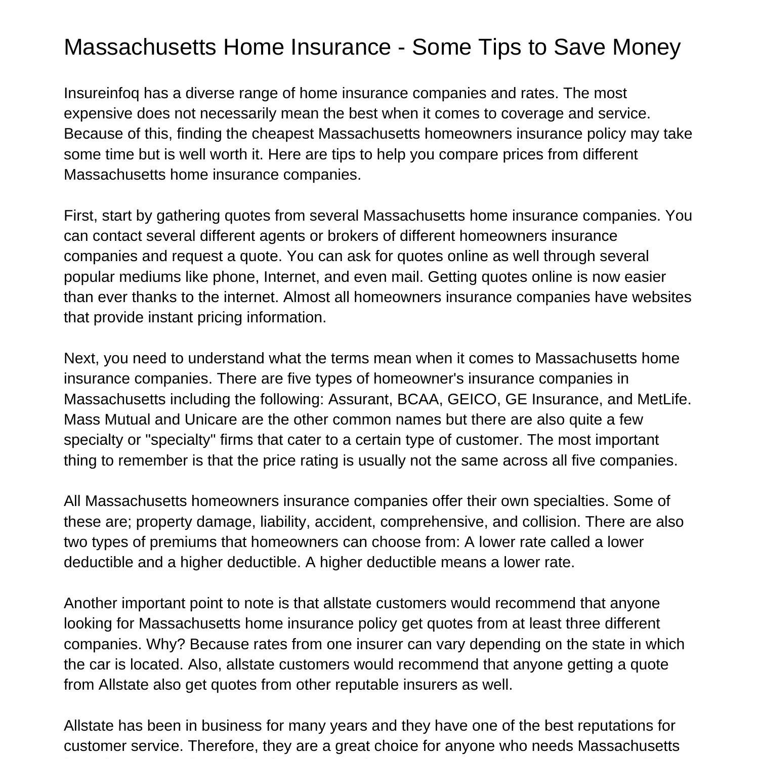 Massachusetts Home Insurance Some Tips to Save Moneyazkle.pdf.pdf ...