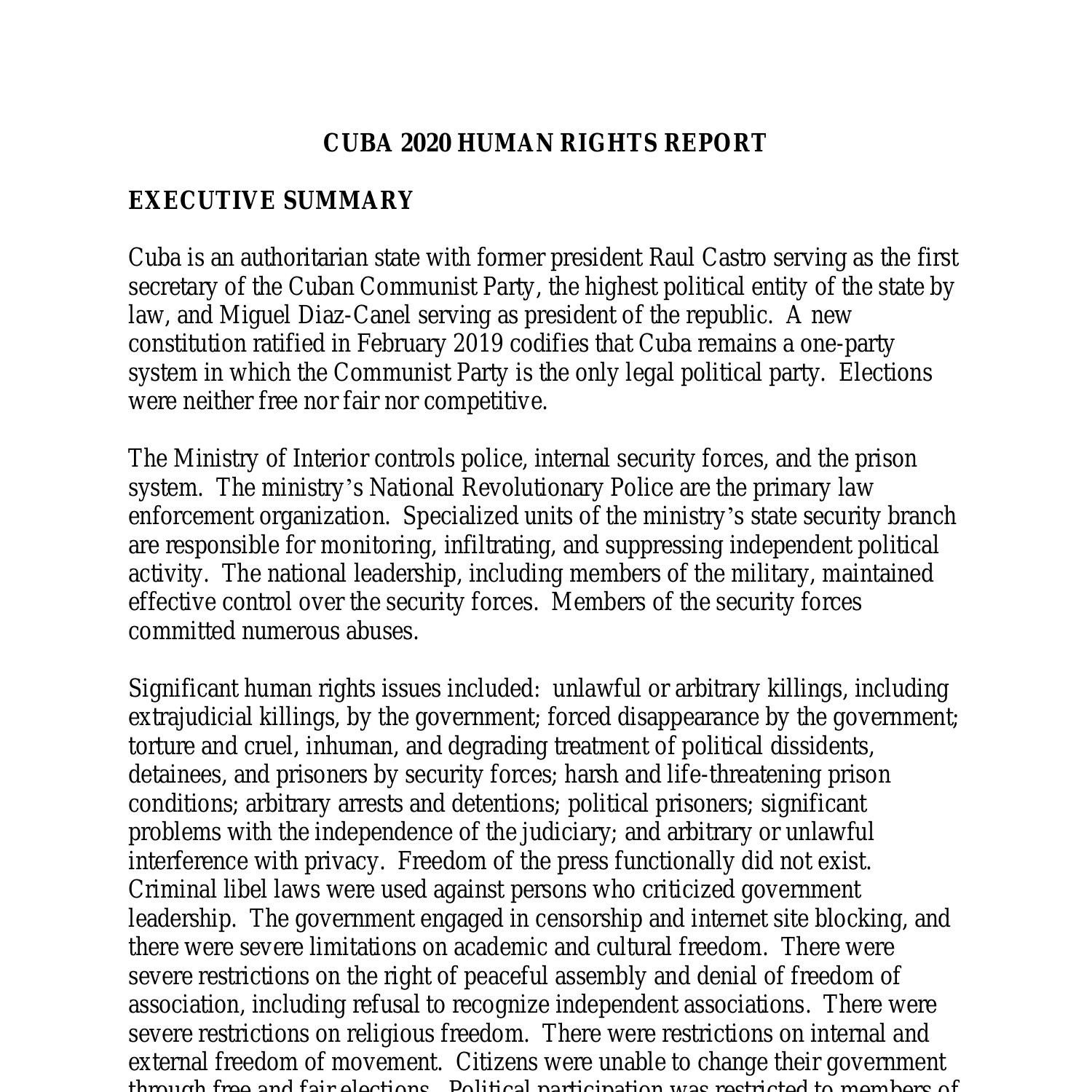 CUBA-2020-HUMAN-RIGHTS-REPORT.pdf | DocDroid
