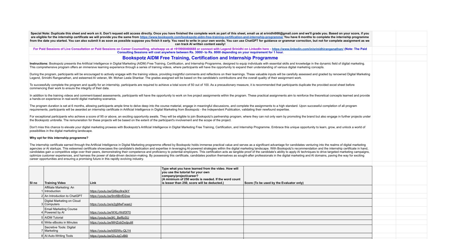 Free and Premium All AI Digital Marketing Course Links - MARKETING LEGEND SRINIDHI RANGANATHAN'S ...