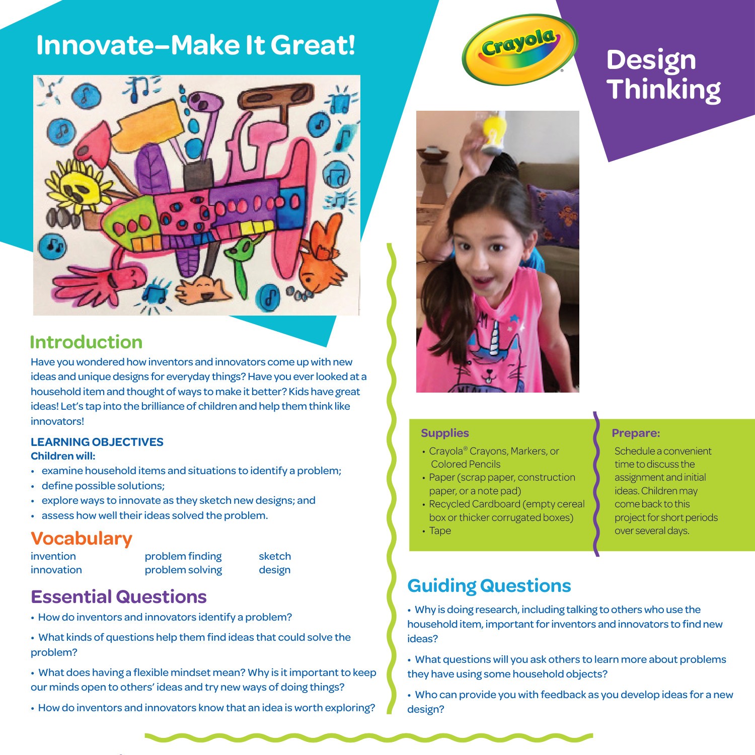 Crayola Thinking Sheet_Design Thinking Innovate-Make It Great_IDEA ...