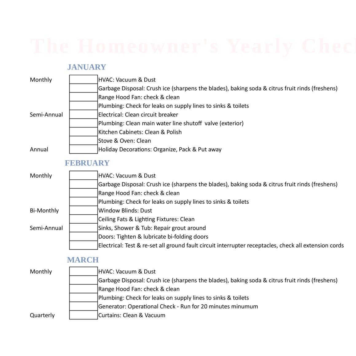 The Homeowners Yearly Checklist.xlsx | DocDroid