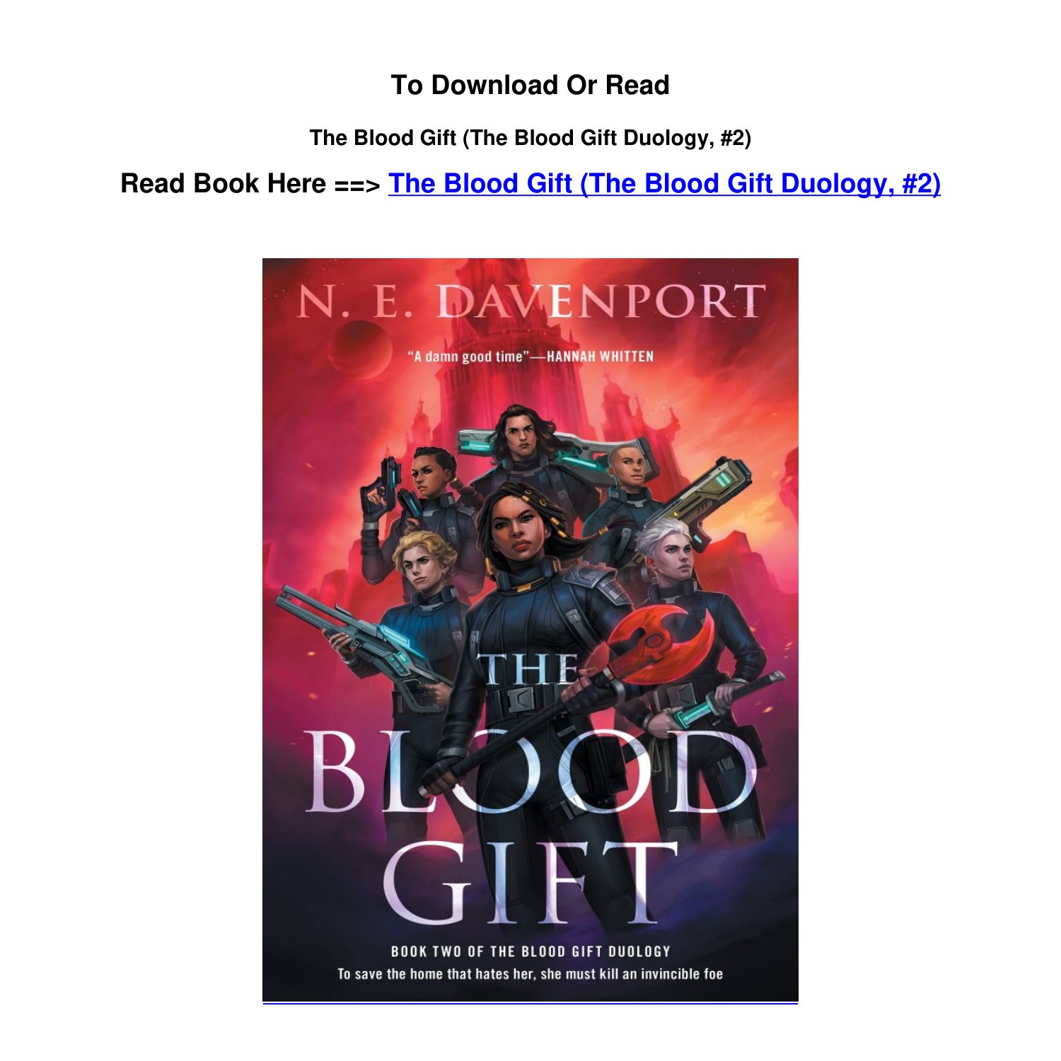 EPub DOWNLOAD The Blood Gift The Blood Gift Duology 2 By N E Davenport ...