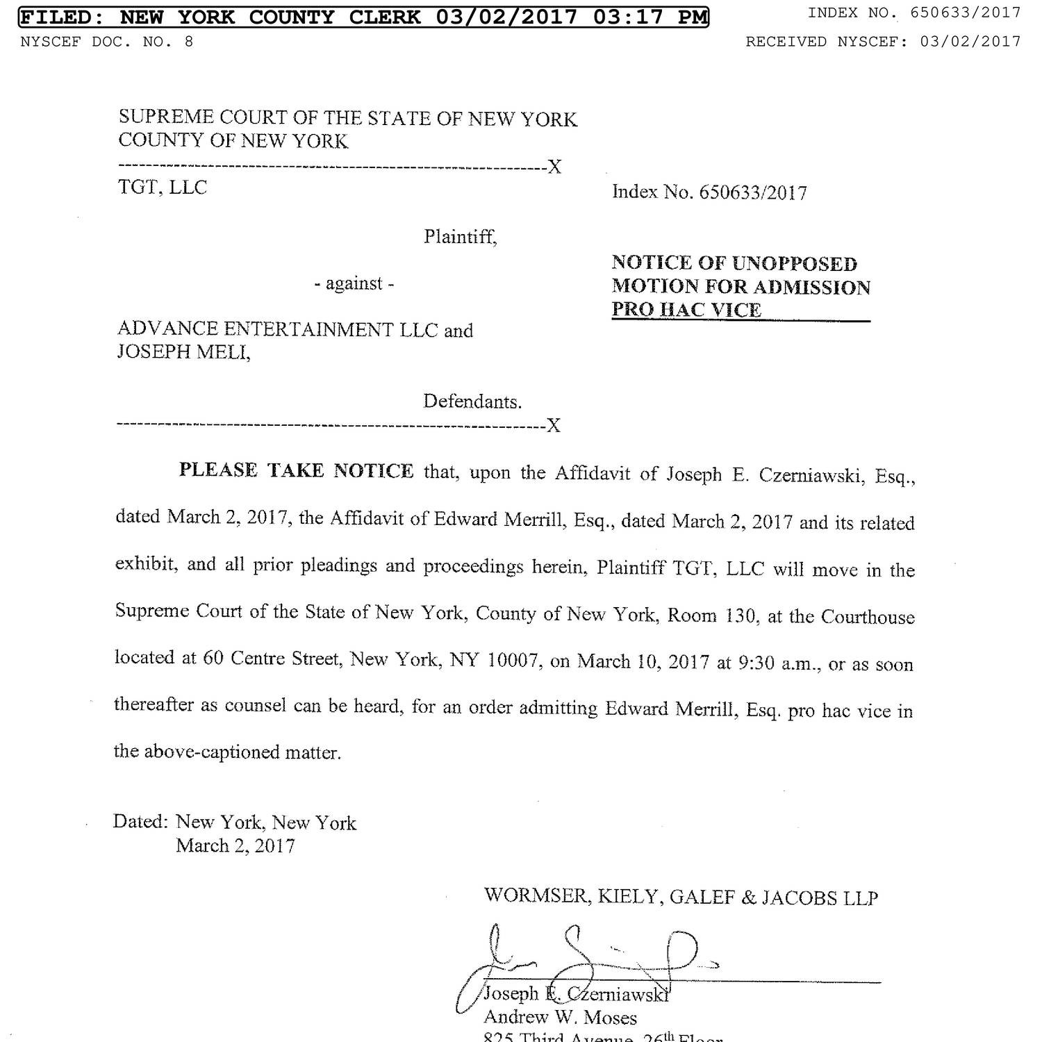 Notice Of Motion Form 10503 Fill Out, Sign Online And Download