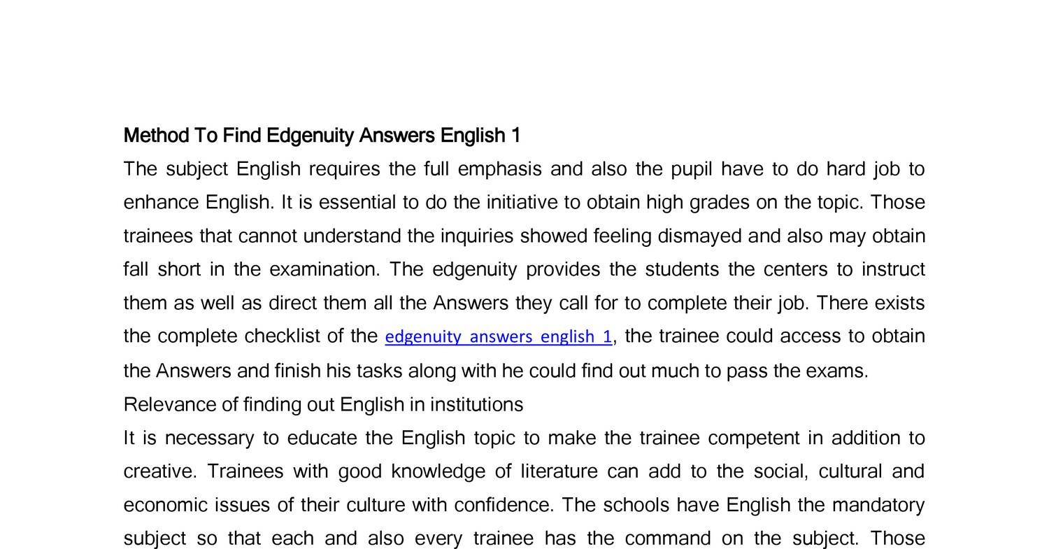Method To Find Edgenuity Answers English 1 docx DocDroid
