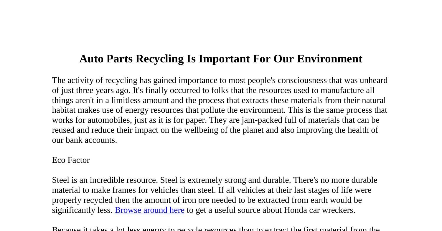 Auto Parts Recycling Is Important For Our Environment.pdf | DocDroid