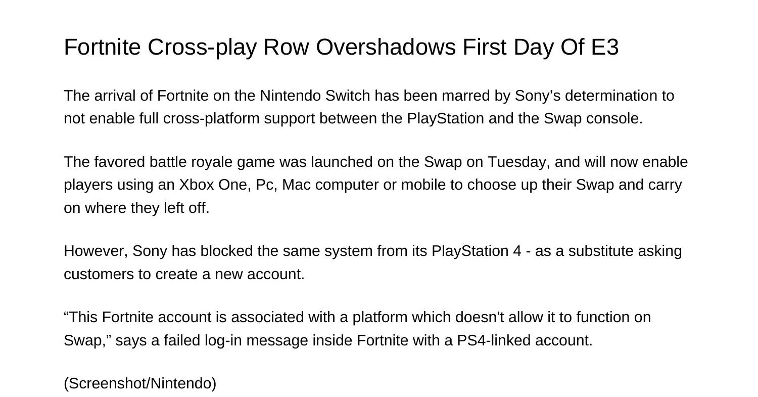 Fortnite Crossplay Row Overshadows First Day Of E3gymfb.pdf.pdf | DocDroid