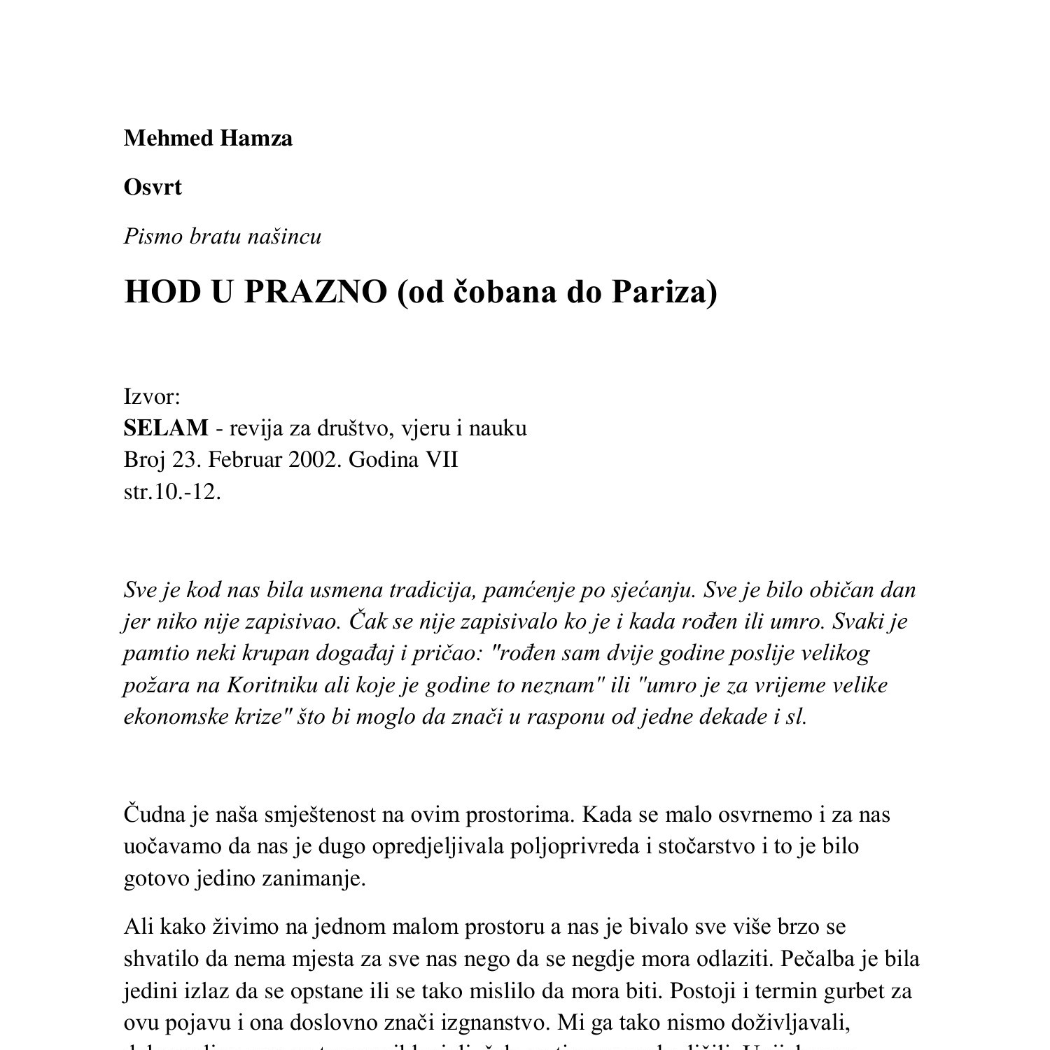 Mehmed Hamza - Hod u prazno 1.pdf | DocDroid