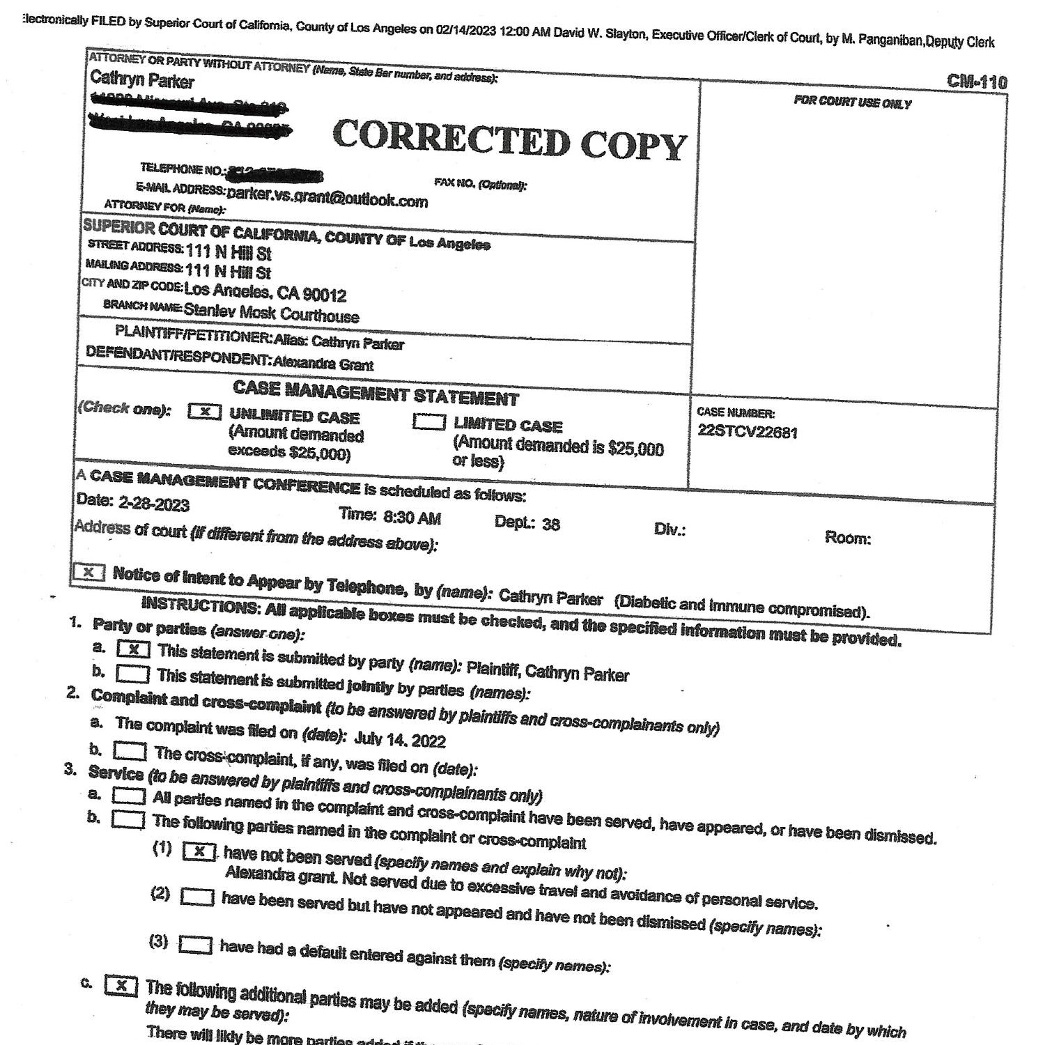 2-11-2023 CASE MANAGEMENT STATEMENT FOR JUDGEE.pdf | DocDroid