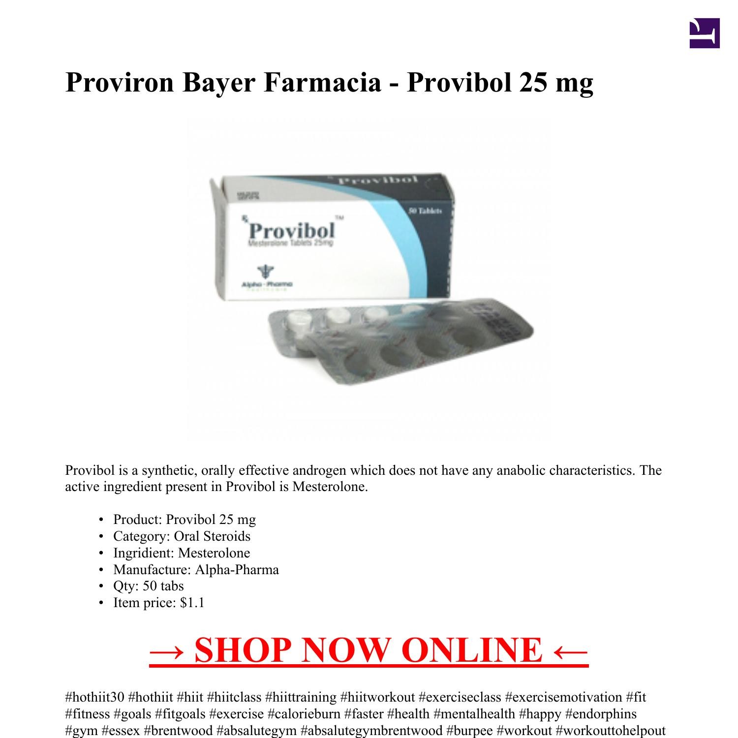 Proviron Bayer Farmacia - Provibol 25 mg 50 tabs .pdf | DocDroid