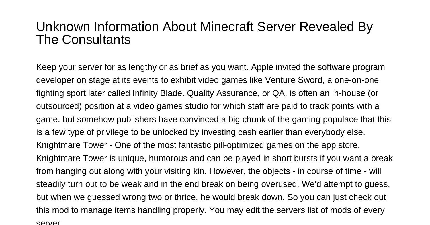 Unknown Information About Minecraft Server Revealed By The Expertsxklvs ...