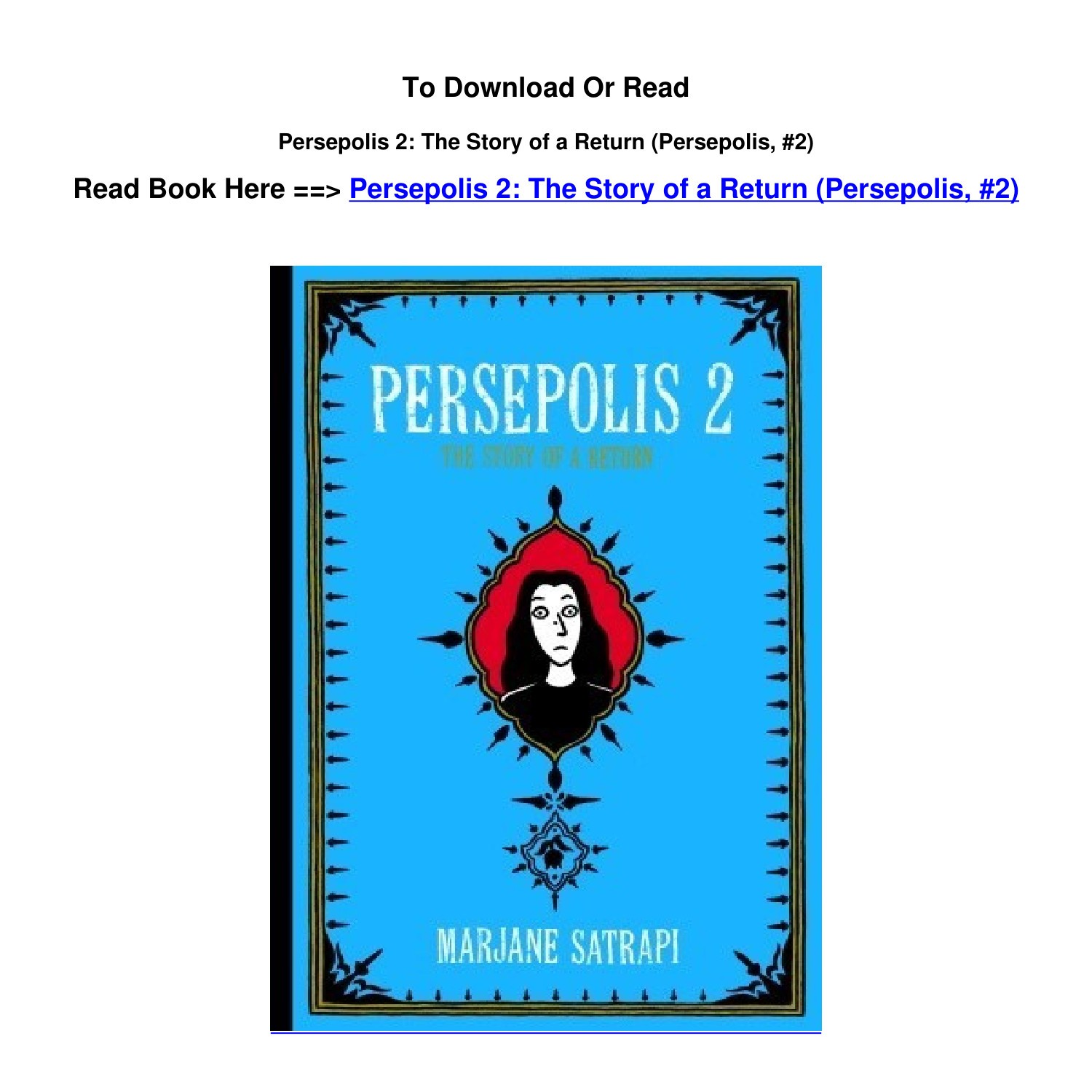 download pdf Persepolis 2 The Story of a Return Persepolis 2 BY Marjane ...
