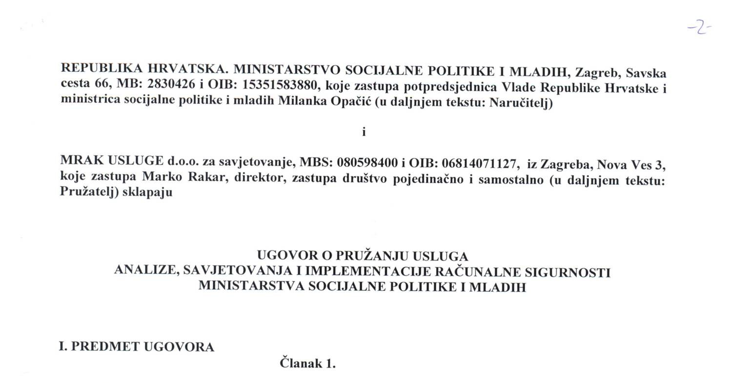 MSPM1 UGOVOR O PRUZANJU USLUGA ANALIZE I SAVJETOVANJA I IMPLEMENTACIJE RACUNALNE SIGURNOSTI.pdf ...