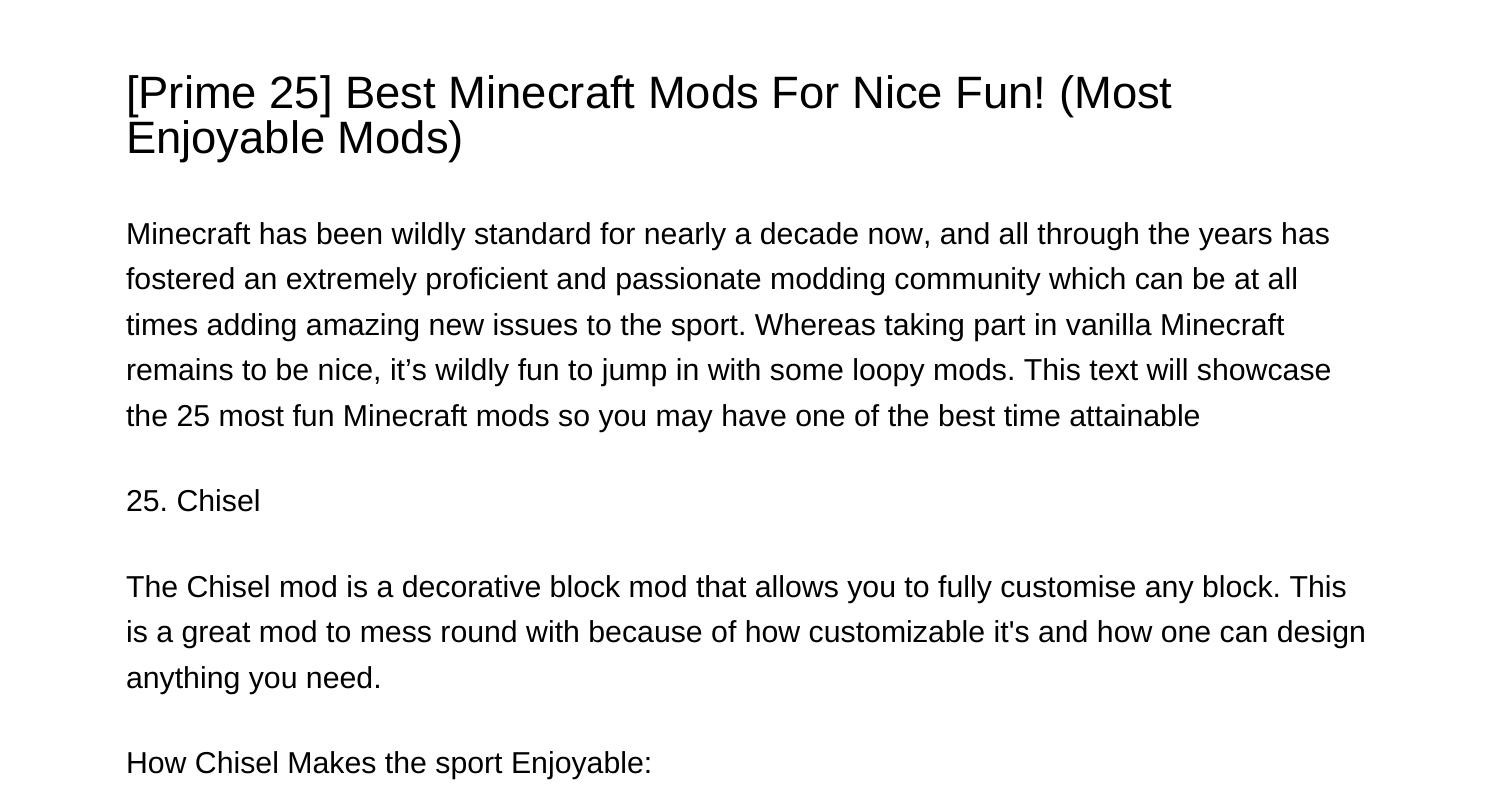 Prime 25 Best Minecraft Mods For Great Fun Most Fun Modswolvo.pdf.pdf ...