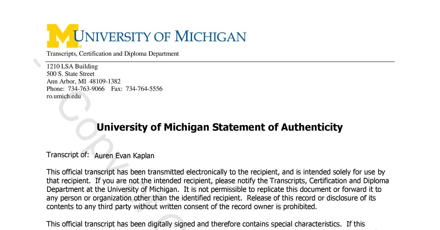 Auren-Evan-Kaplan-University-of-Michigan-Transcript.pdf | DocDroid