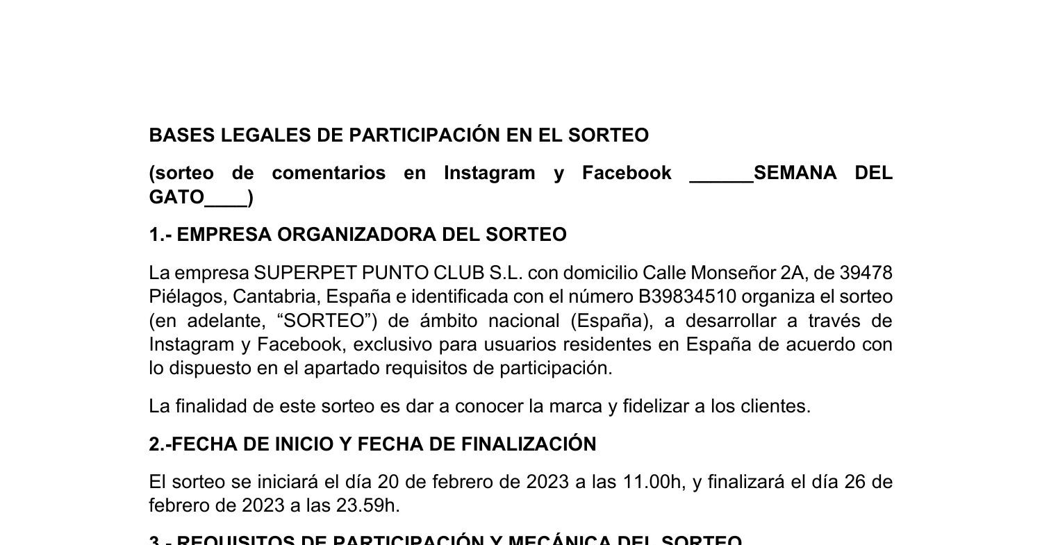 BASES LEGALES SORTEO INSTAGRAM y FB - SEMANA GATO 2023.pdf | DocDroid
