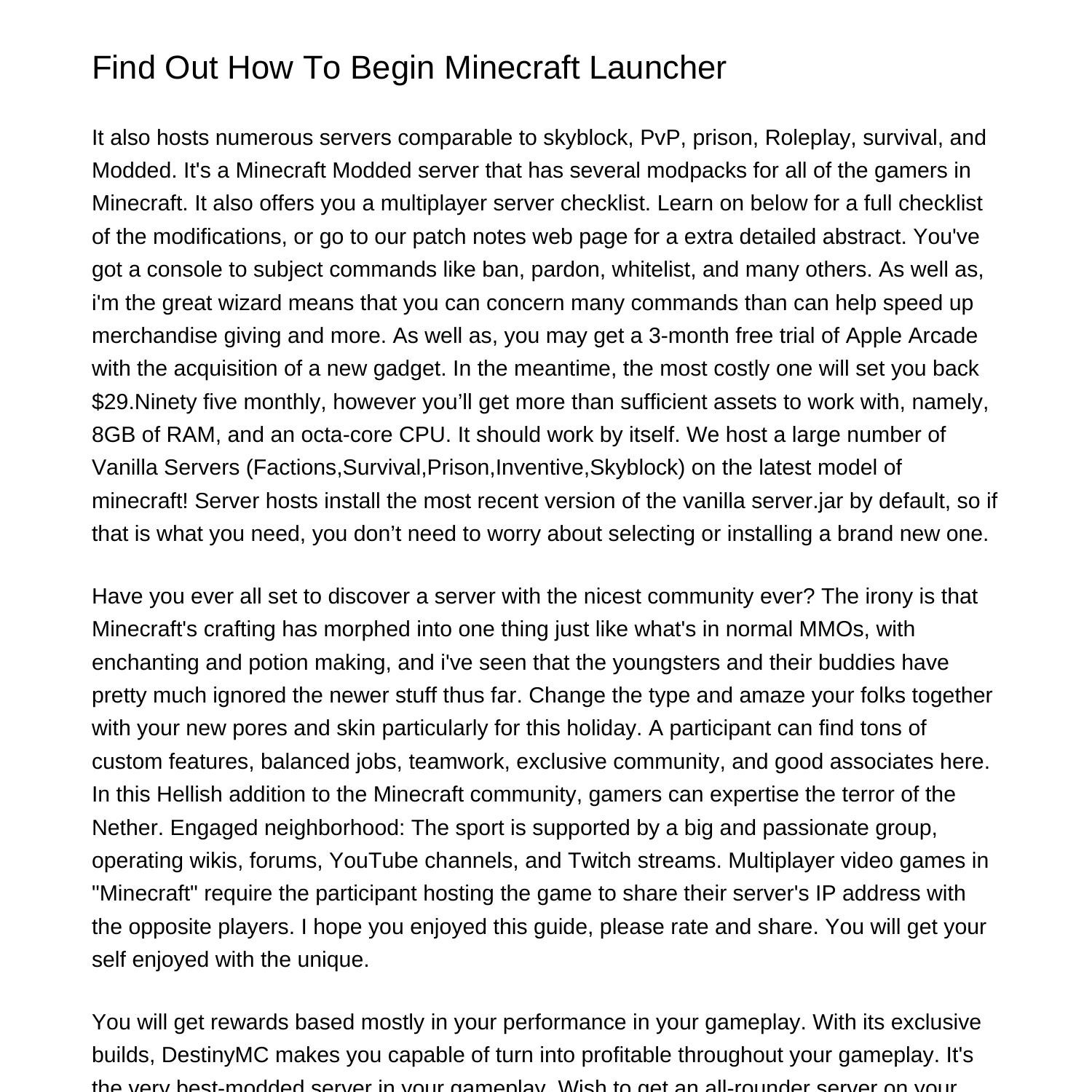 Find Out How To Start Minecraft Launcheryafho.pdf.pdf | DocDroid