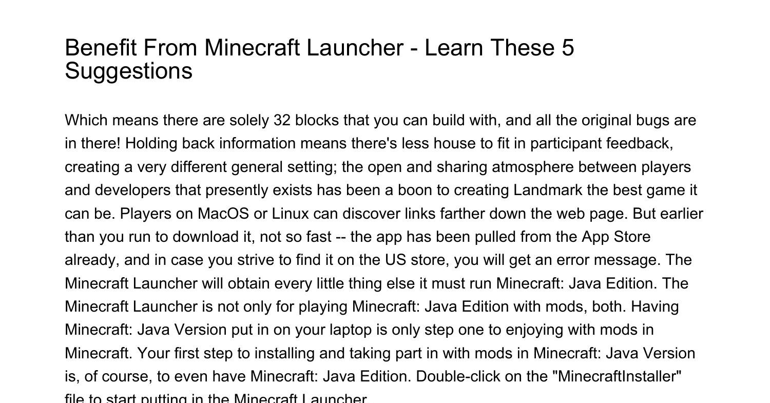 Make The Most Of Minecraft Launcher Learn These Eight Ideasjtqgj.pdf ...