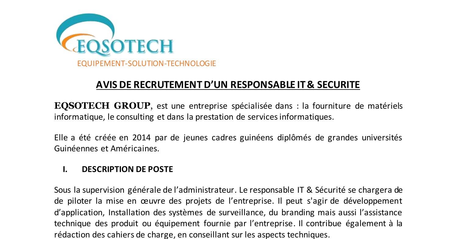 Description de poste du Responsable IT & securite.pdf | DocDroid