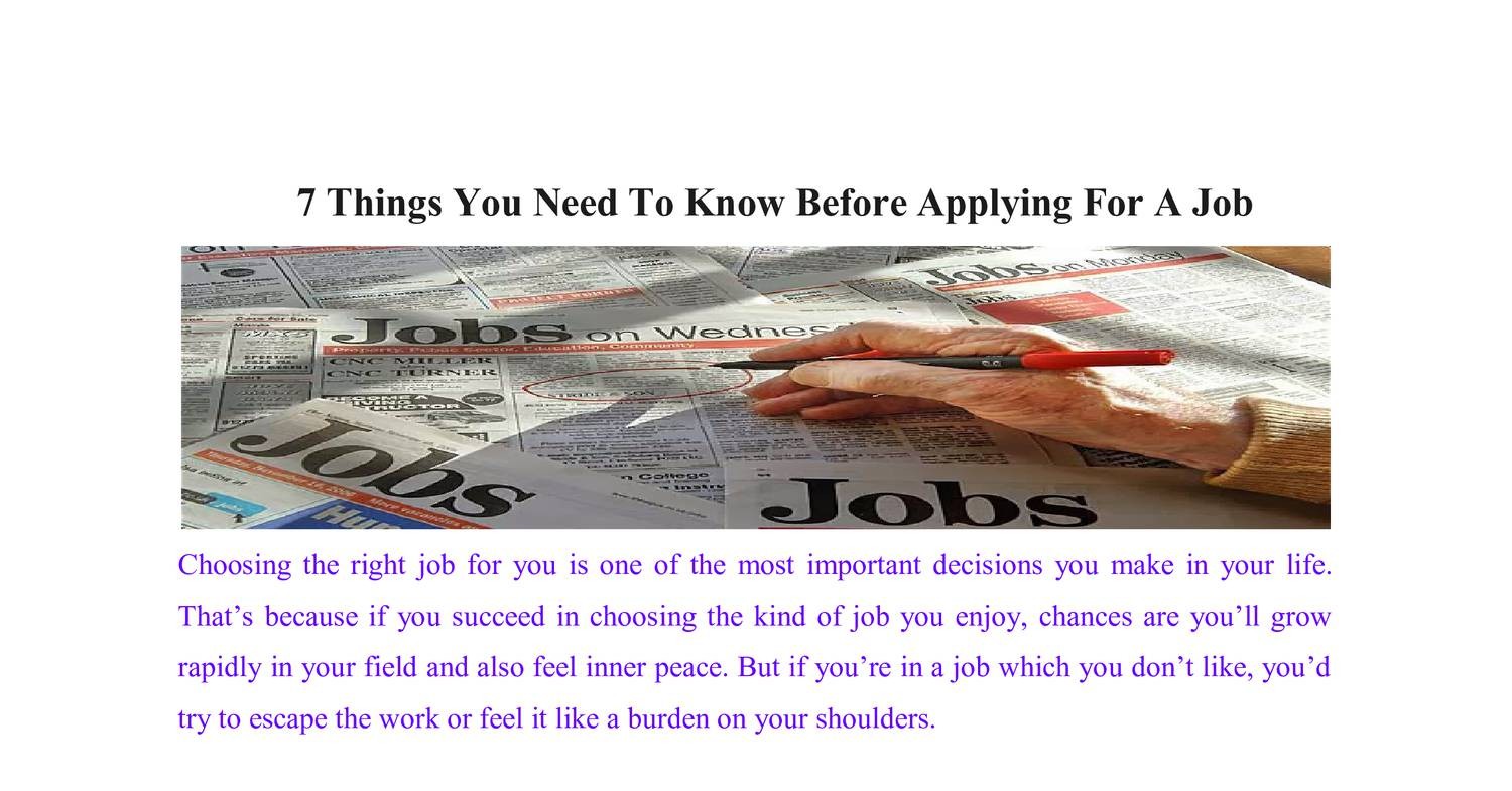 7 Things You Need To Know Before Applying For A Job.pdf | DocDroid
