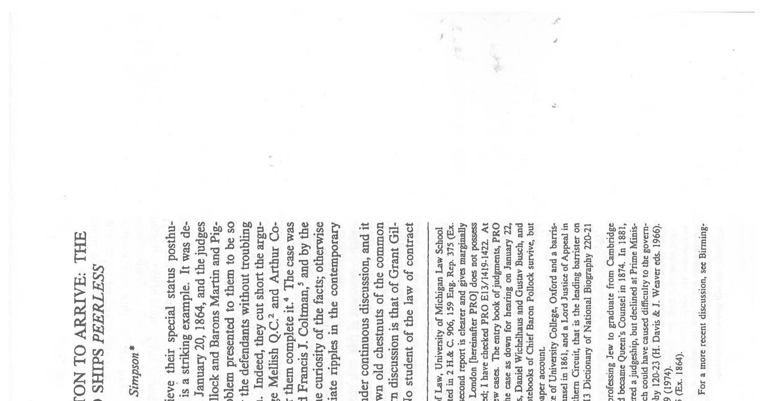 A.W.B. Simpson, “Contracts for Cotton to Arrive. The Case of the Two ...