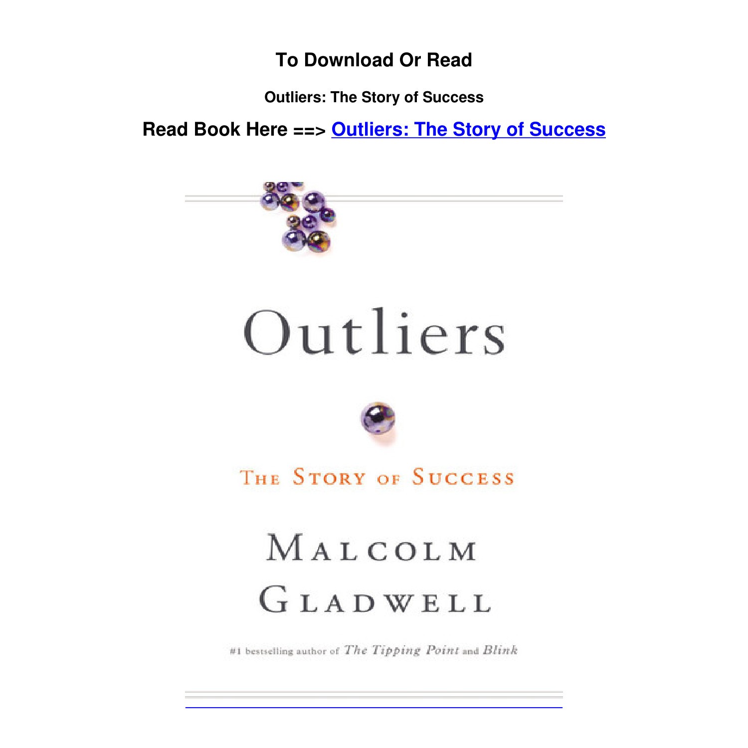 PDF DOWNLOAD Outliers The Story of Success By Malcolm Gladwell.pdf ...