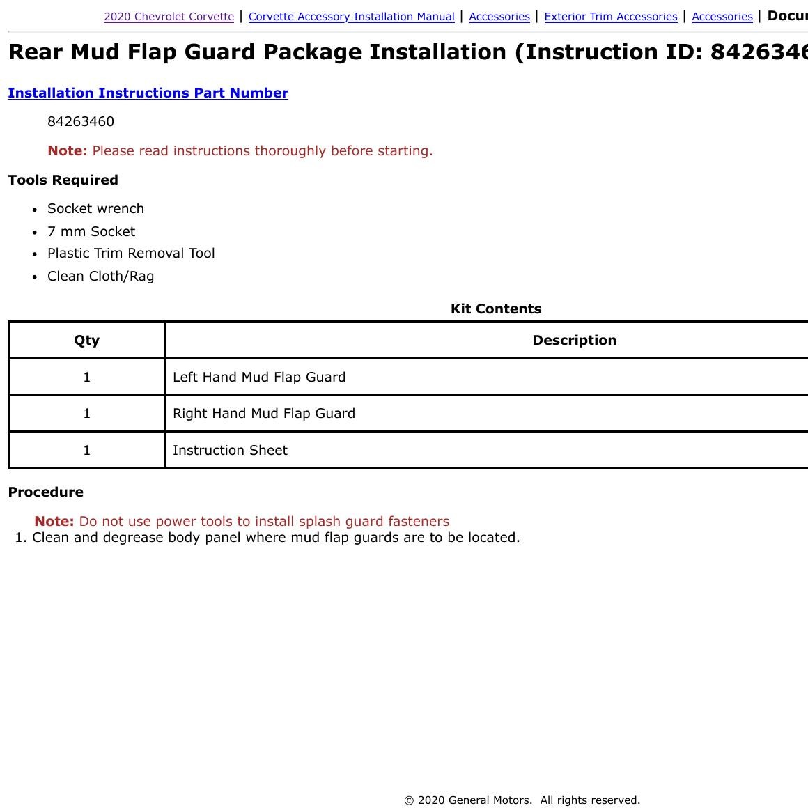 Corvette Rear Splash Guard Installation Instructions.pdf | DocDroid