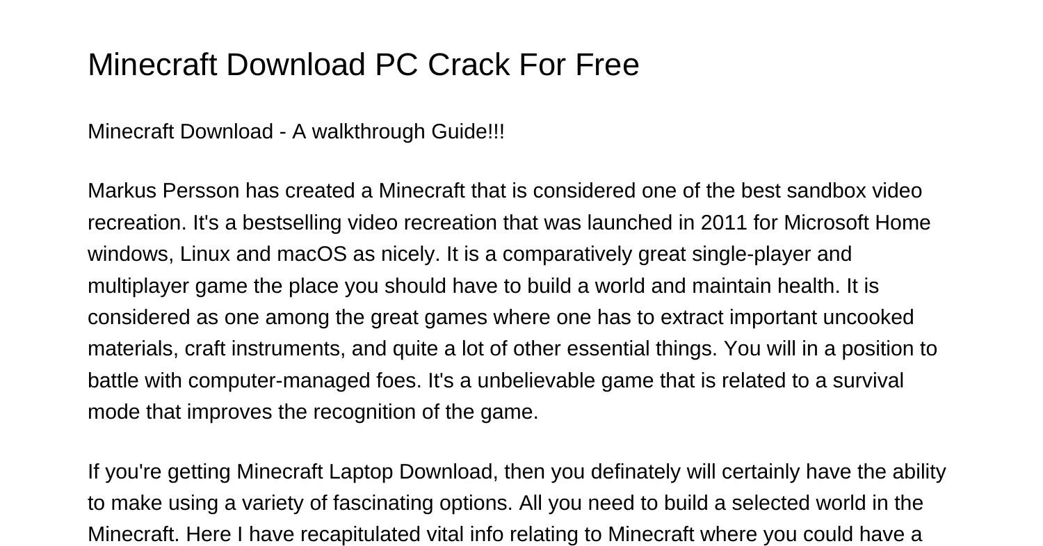 Minecraft Download PC Crack For FREEbyabh.pdf.pdf | DocDroid
