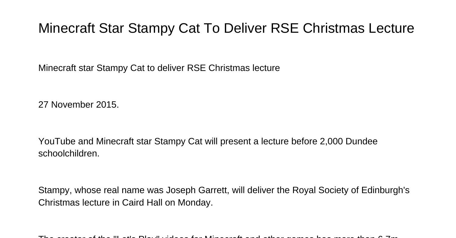 Minecraft Star Stampy Cat To Deliver RSE Christmas Lectureaesoh.pdf.pdf ...