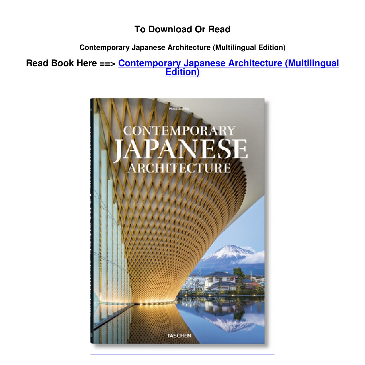 Download EPUB Contemporary Japanese Architecture Multilingual Edition by .pdf | DocDroid