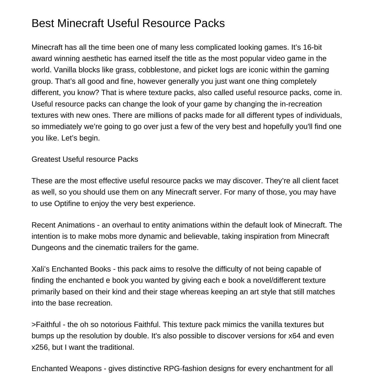 Greatest Minecraft Useful Resource Packsdpopk.pdf.pdf | DocDroid