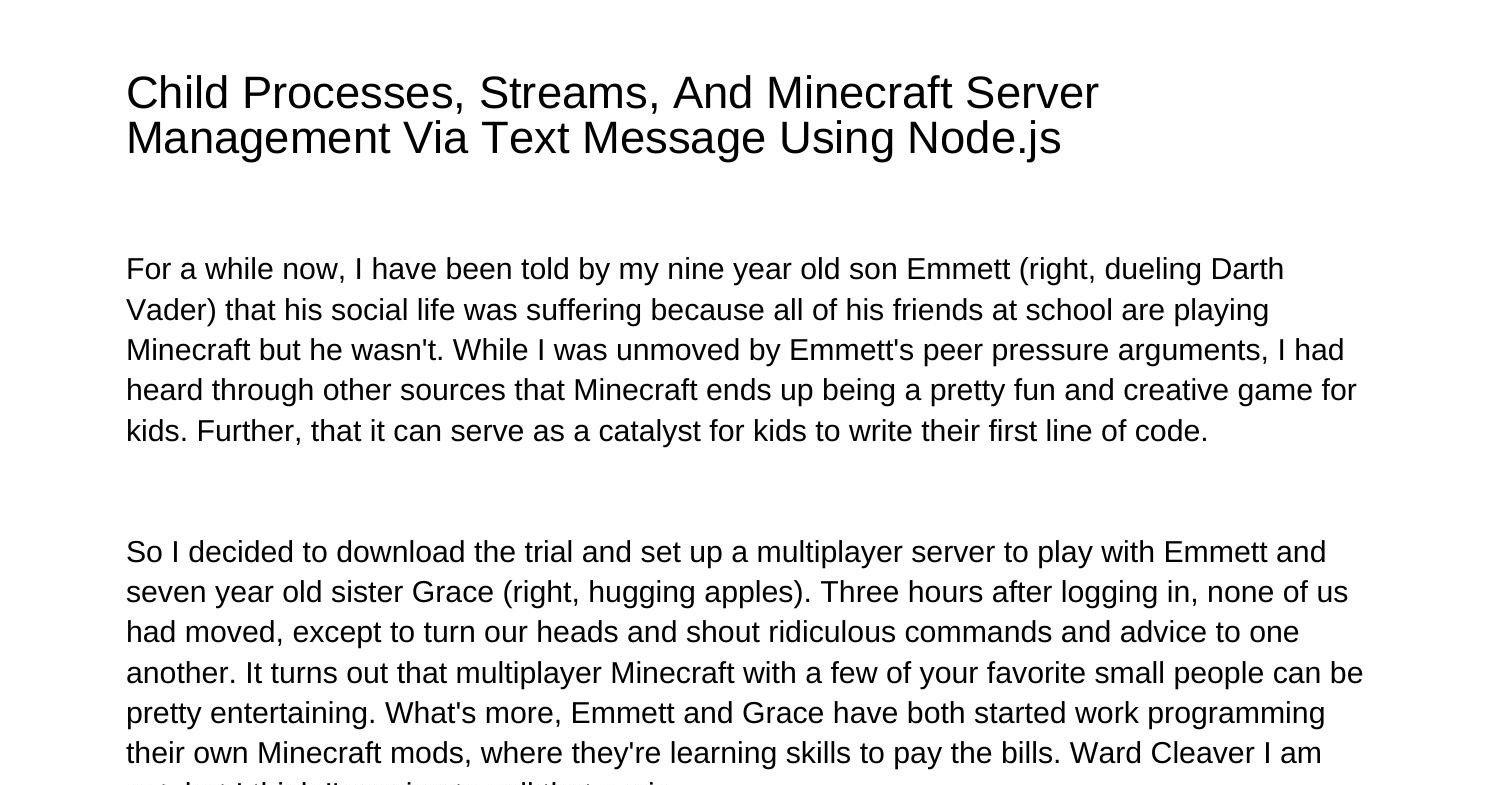 Child Processes Streams And Minecraft Server Management Via Text ...