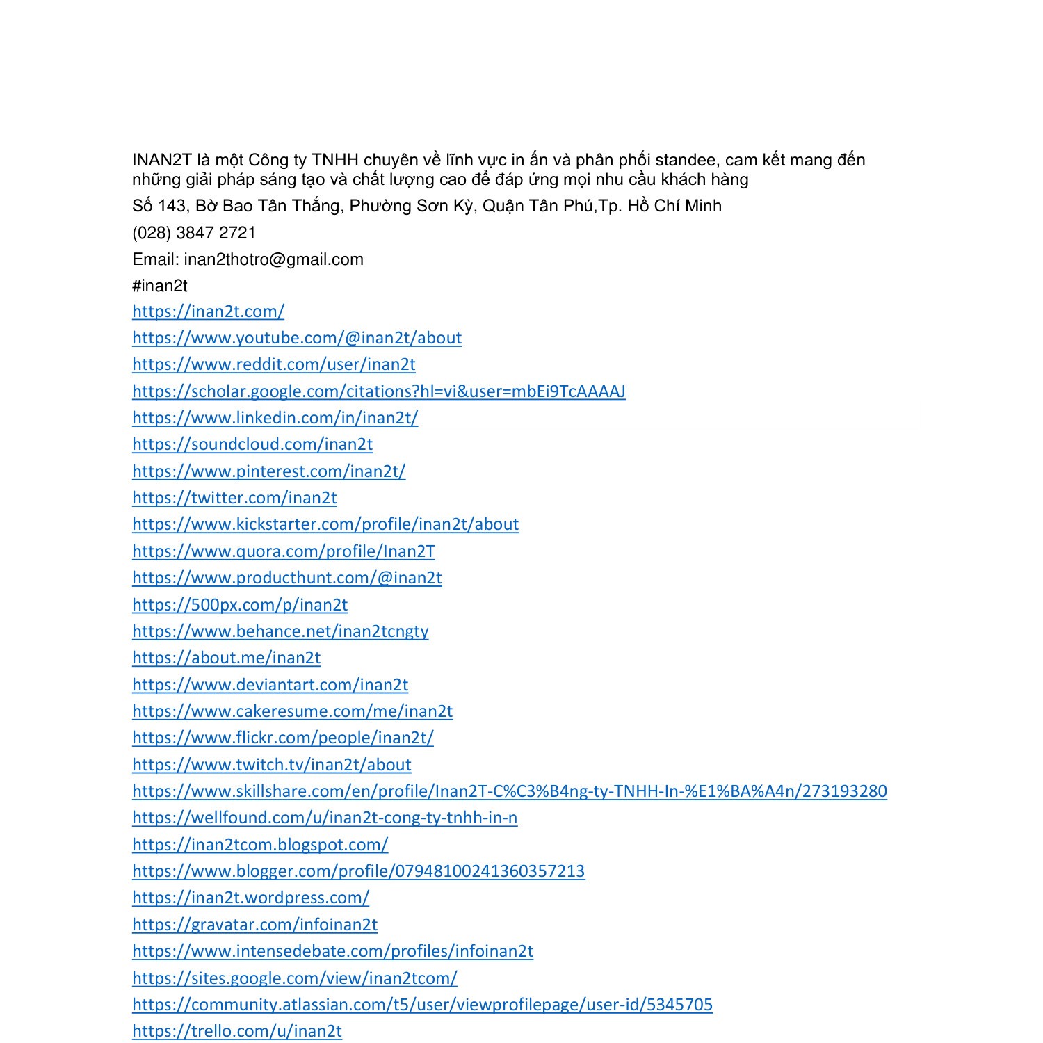 INAN2T là một Công ty TNHH chuyên về lĩnh vực in ấn và phân phối standee.docx | DocDroid